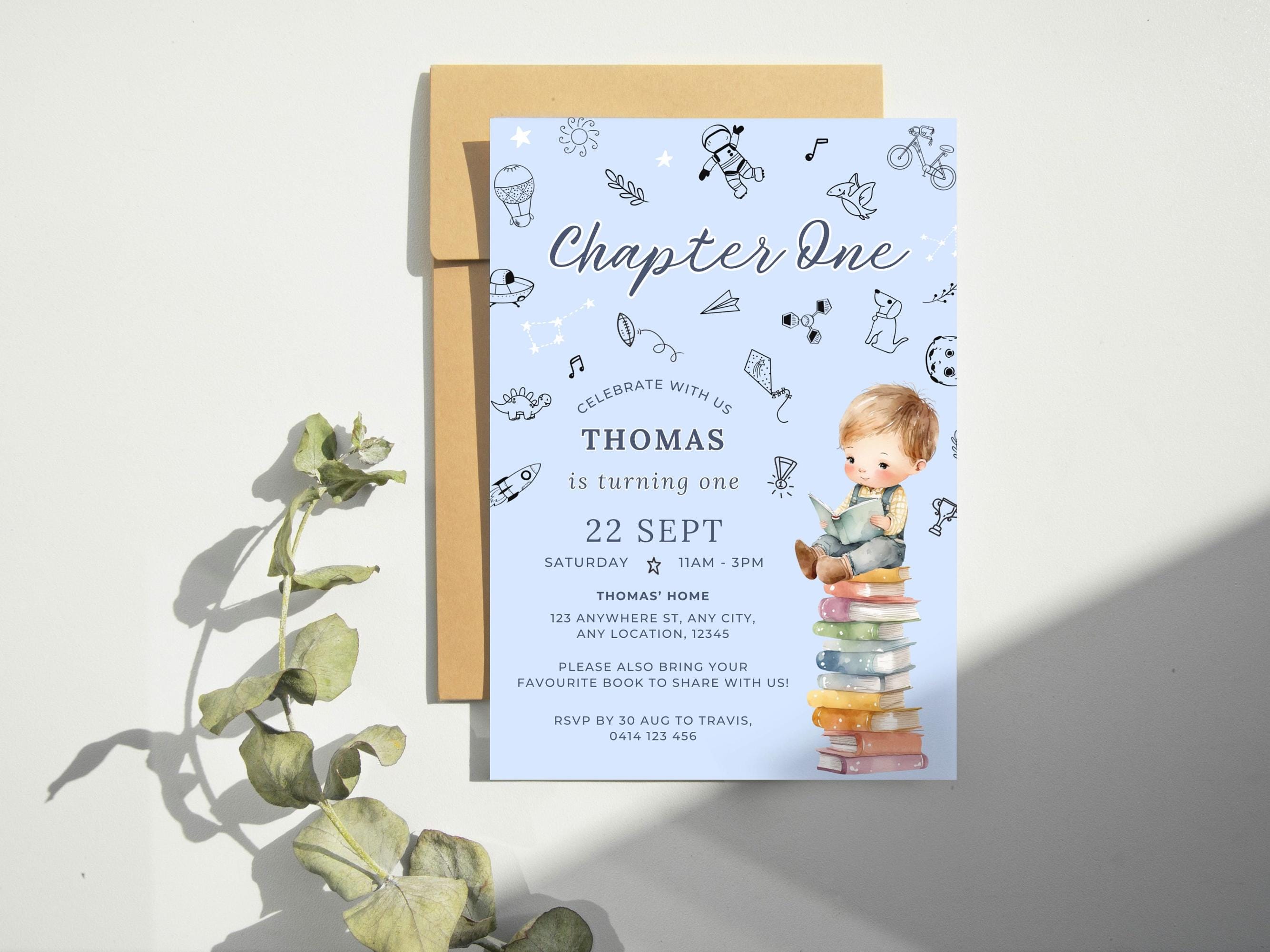 Storybook Birthday Invitation, Reading Books Invite, Book Worm Invite ...