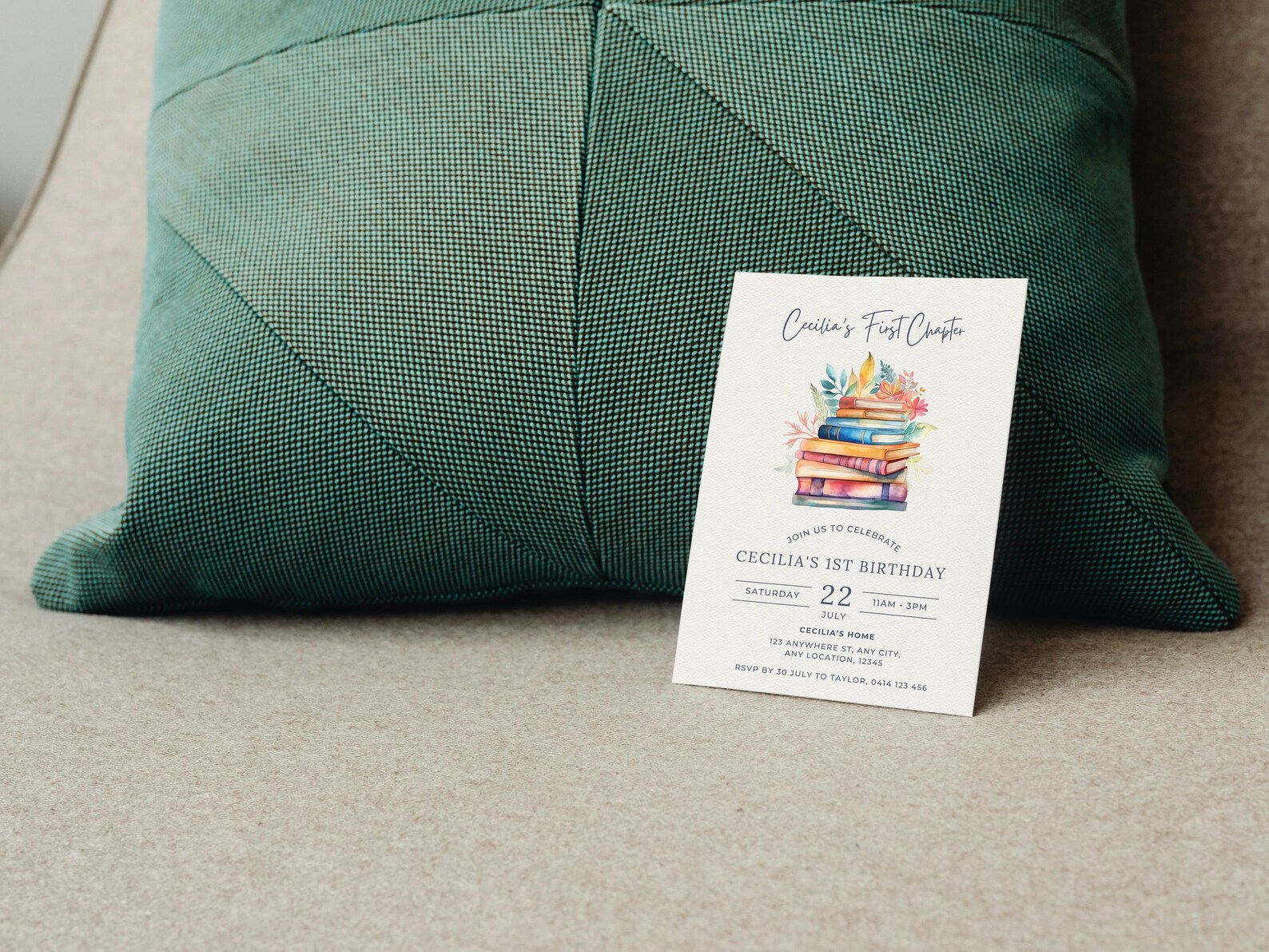 First Chapter Birthday Invitation, Book Worm Invite, Editable Book ...