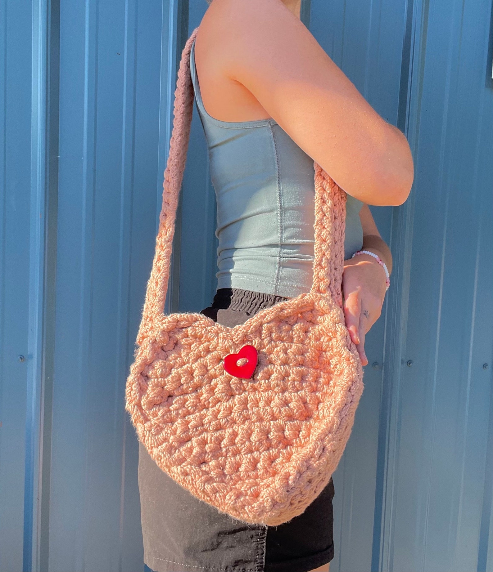 Crochet Heart Bag - Etsy