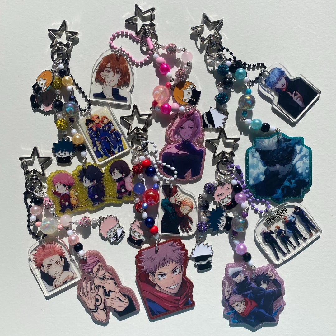 Curse Anime Inspired Beaded Glitter Acrylic Keychains || JJK Keychains ...