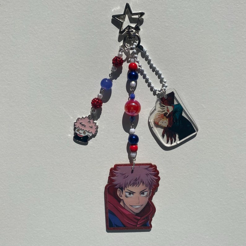 Curse Anime Inspired Beaded Glitter Acrylic Keychains || JJK Keychains ...
