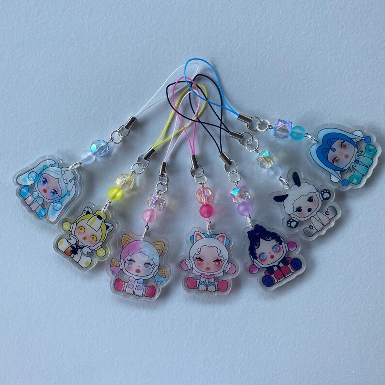 POP MART Skullpanda Holographic Acrylic Phone Charms - Etsy