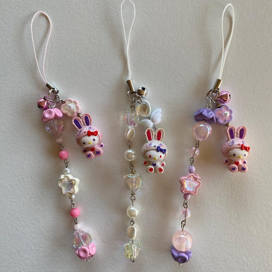 Cute Bunny Hello Kitty Phone Charms Ll Hello Kitty Keychains Ll Sanrio ...