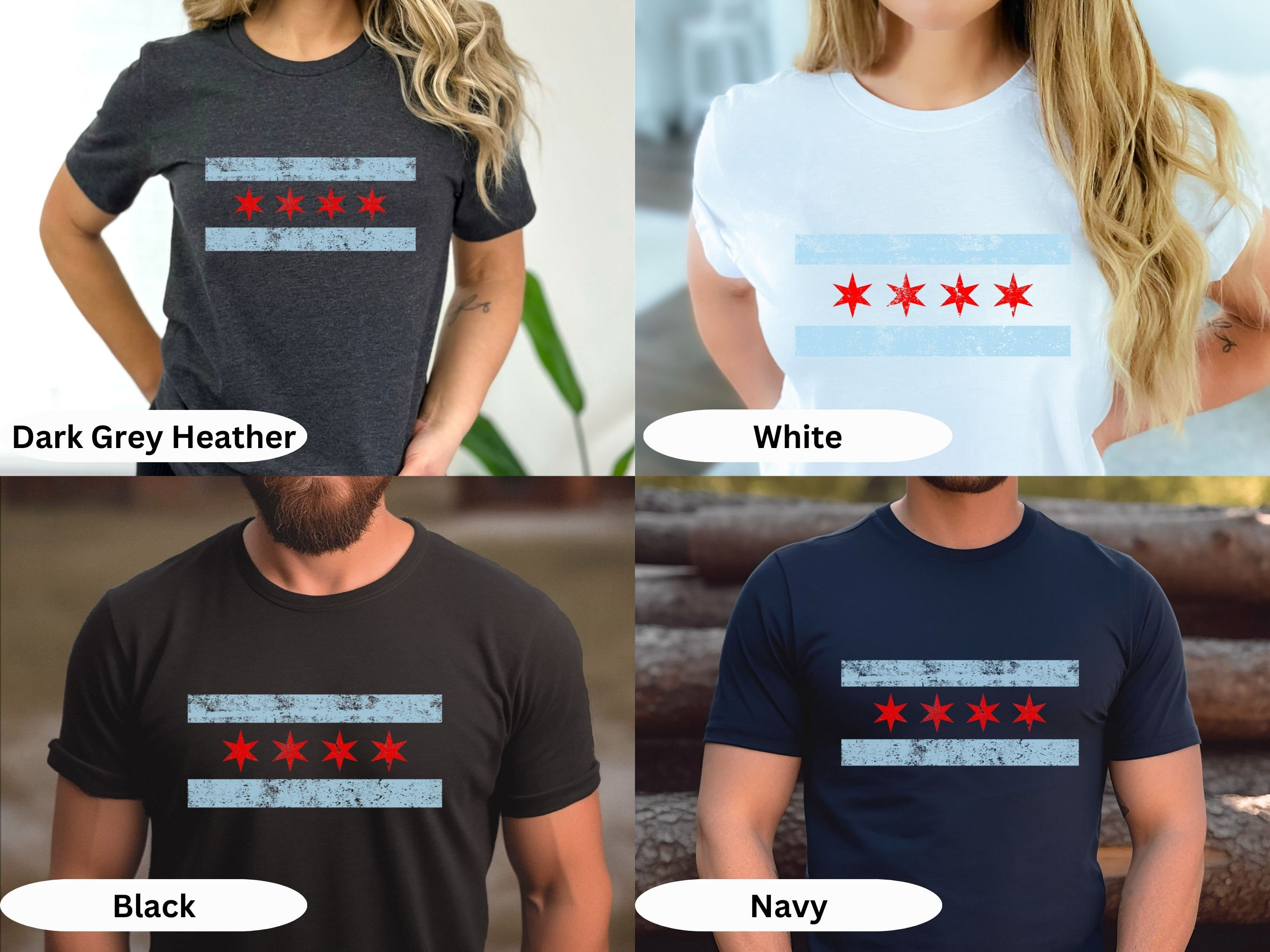 Distressed Chicago Flag Hoodie, Trendy Chi Town Shirt, Windy City ...