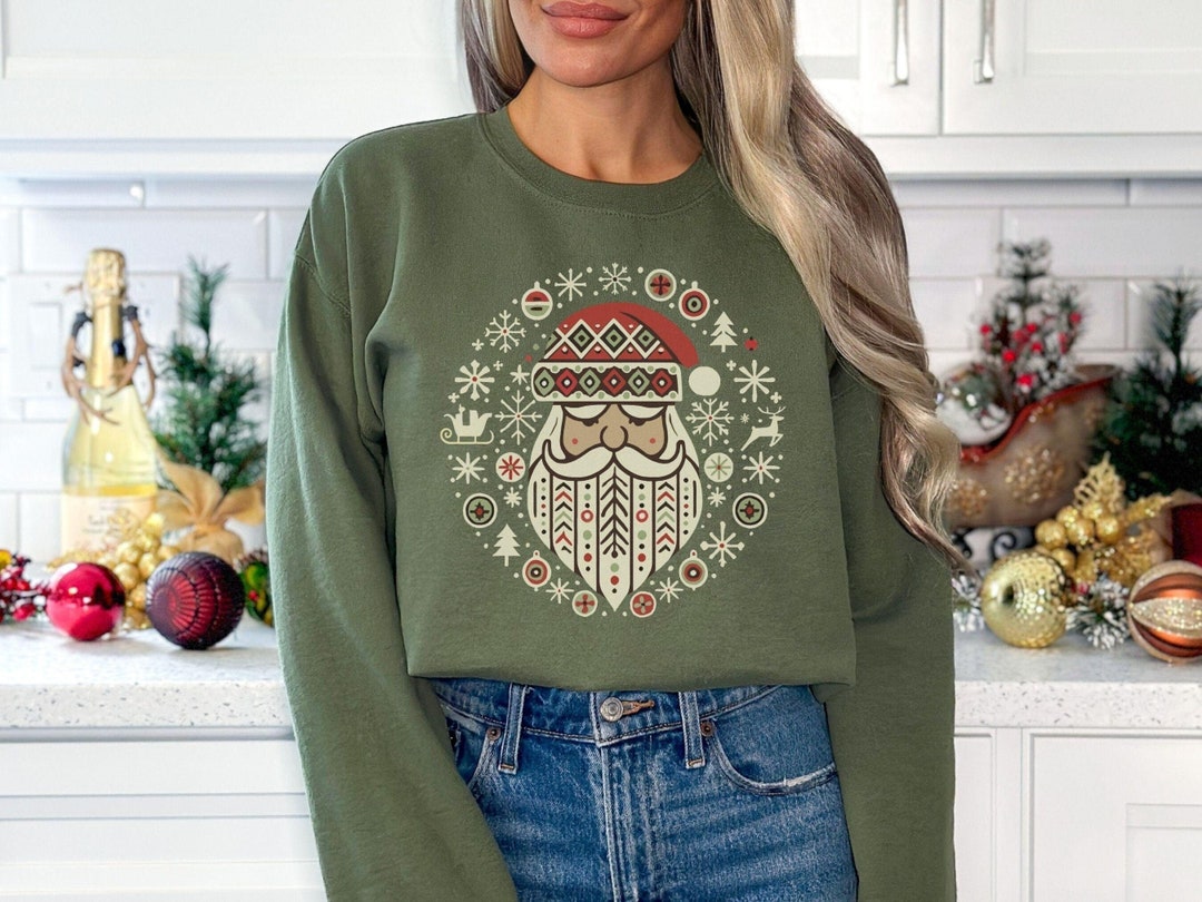 Scandinavian Christmas Santa Sweatshirt, Oversized Cottagecore ...