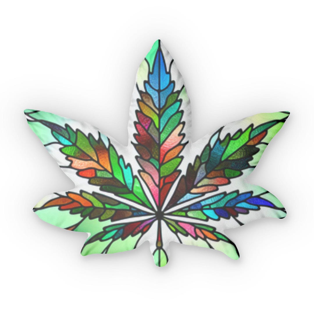 Stained Glass Marijuana Leaf Custom Shaped Pillows - Etsy