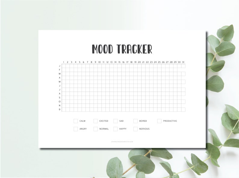 Mood Tracker Bullet Journal Instant Download PDF Journal - Etsy