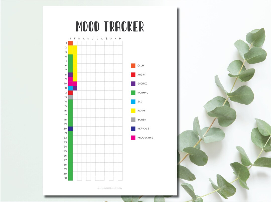 Mood Tracker Bullet Journal Instant Download PDF Journal - Etsy