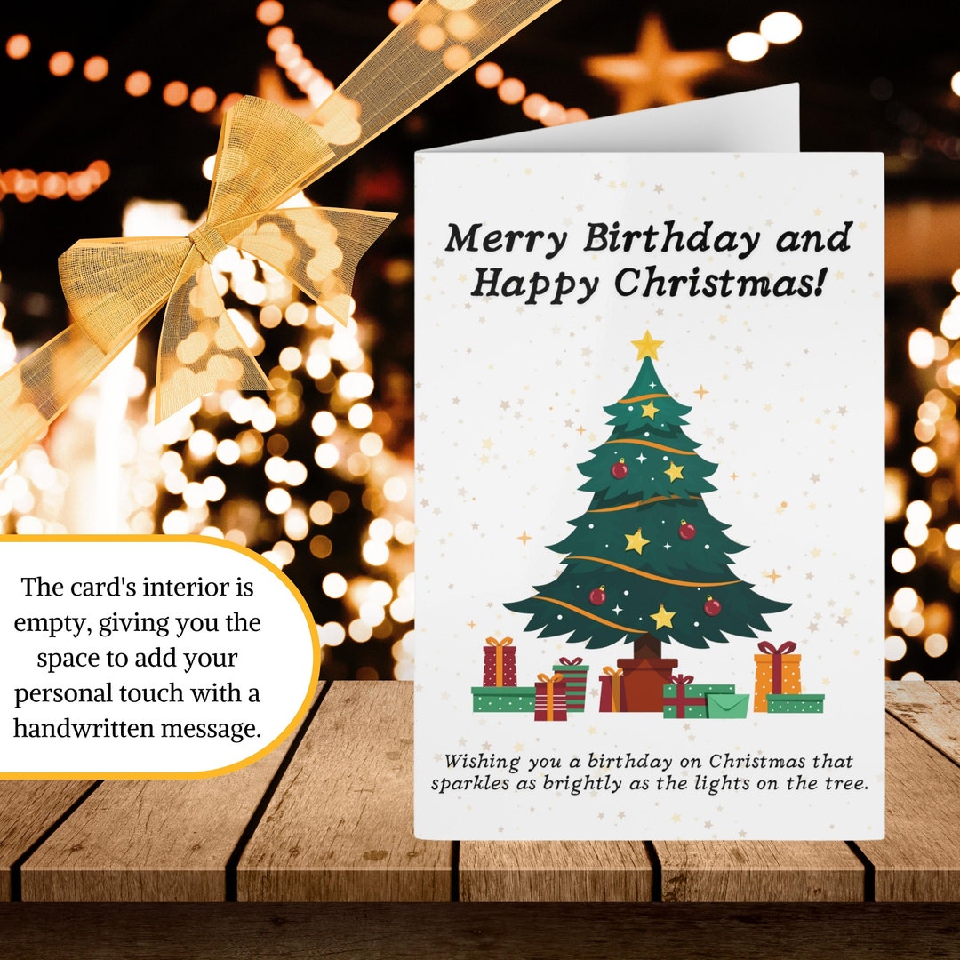 Christmas Birthday Card, Merry Birthday and Happy Christmas Card ...