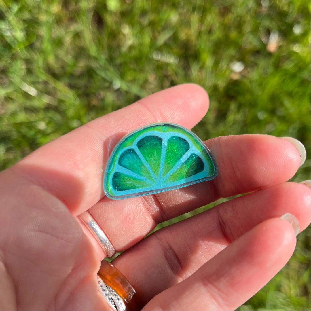 Lime Acrylic Colourful Pin – Playful Citrus Design, Vibrant Handdrawn ...