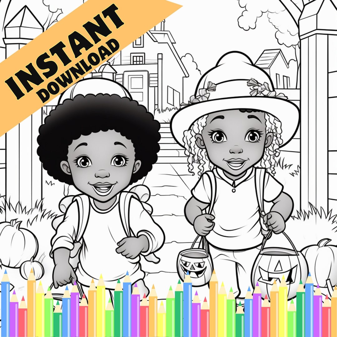 Melanin Kids Halloween Coloring Page - Trick or Treat Adventures ...
