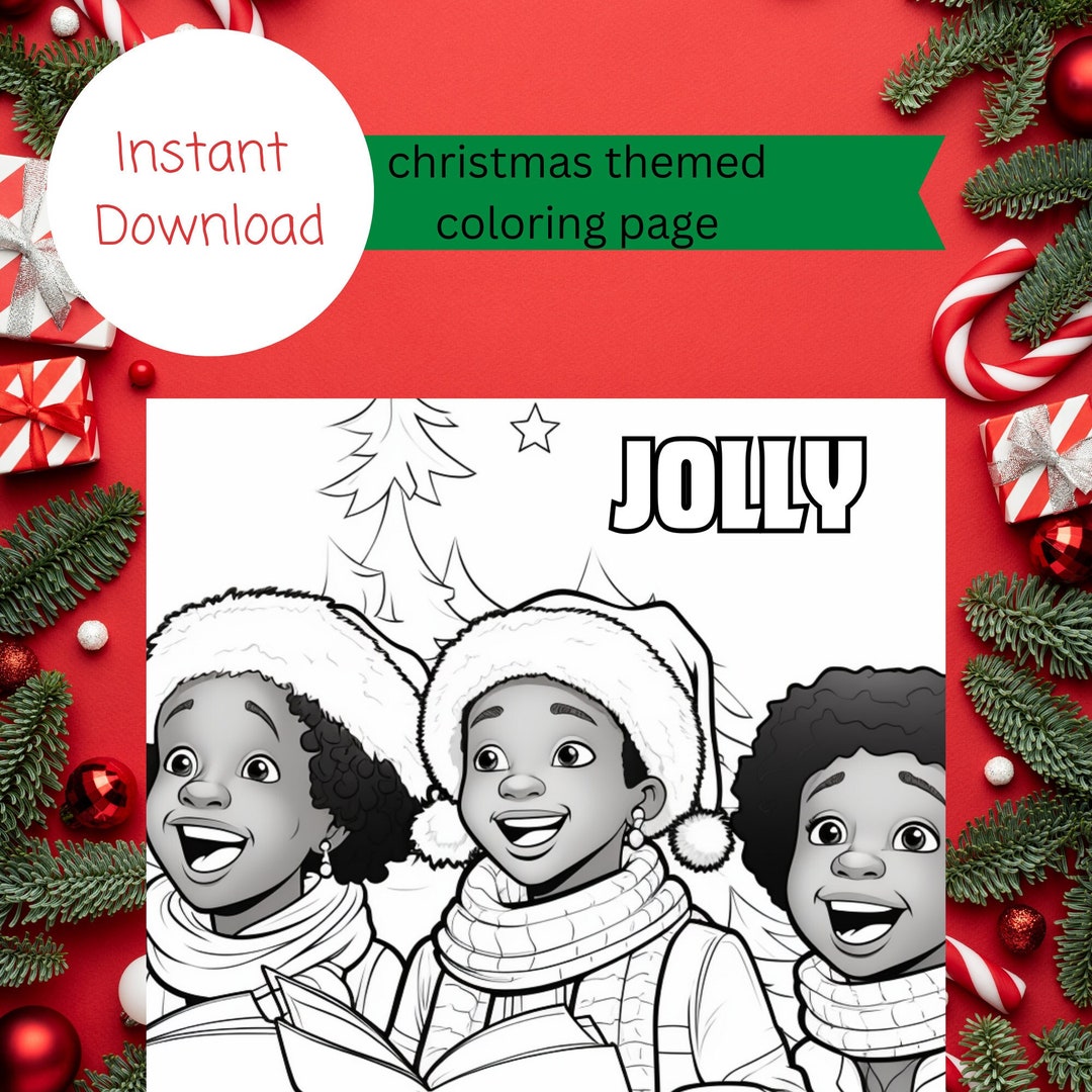 Young Black Girls Caroling Coloring Page Festive Christmas Printable ...