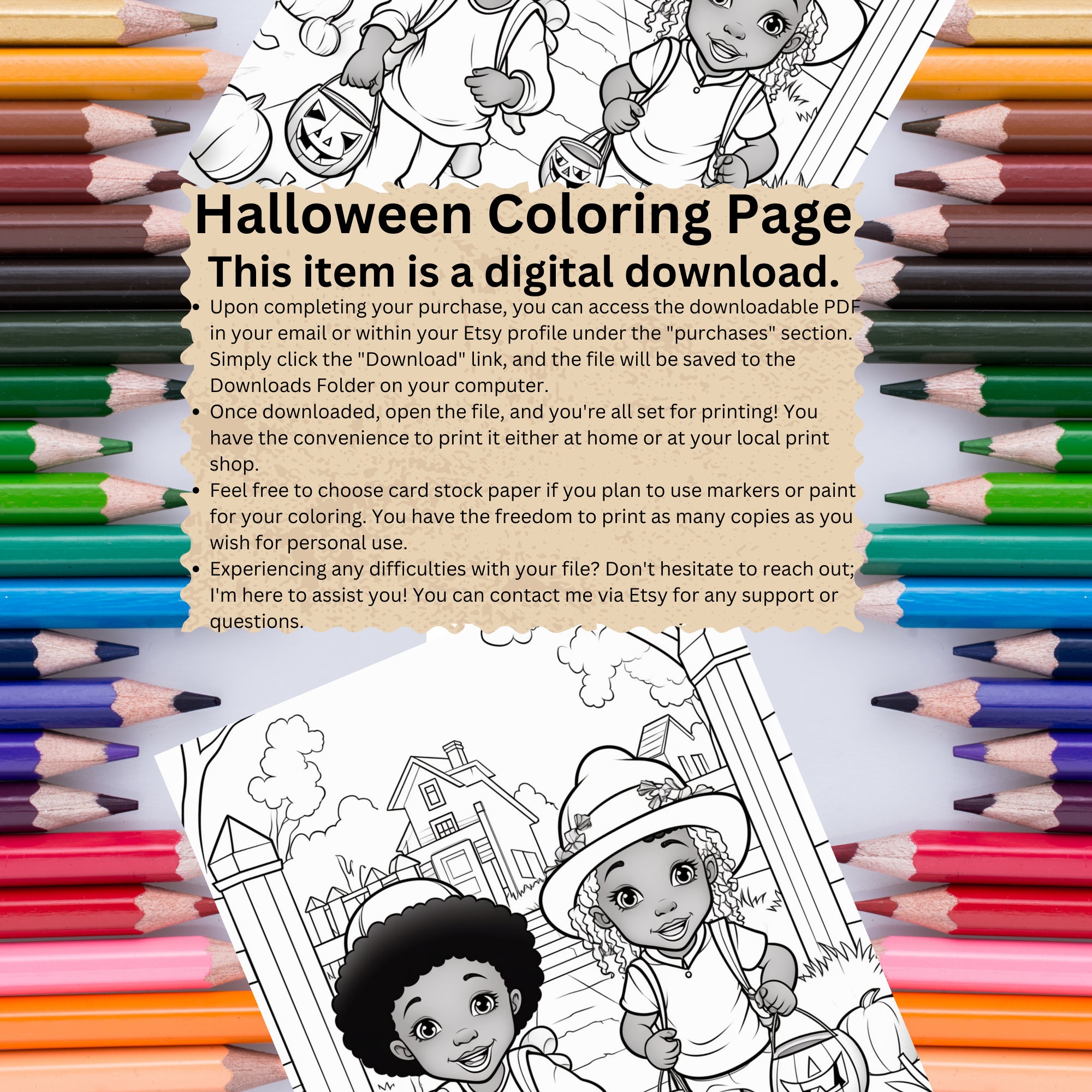 Melanin Kids Halloween Coloring Page - Trick or Treat Adventures ...