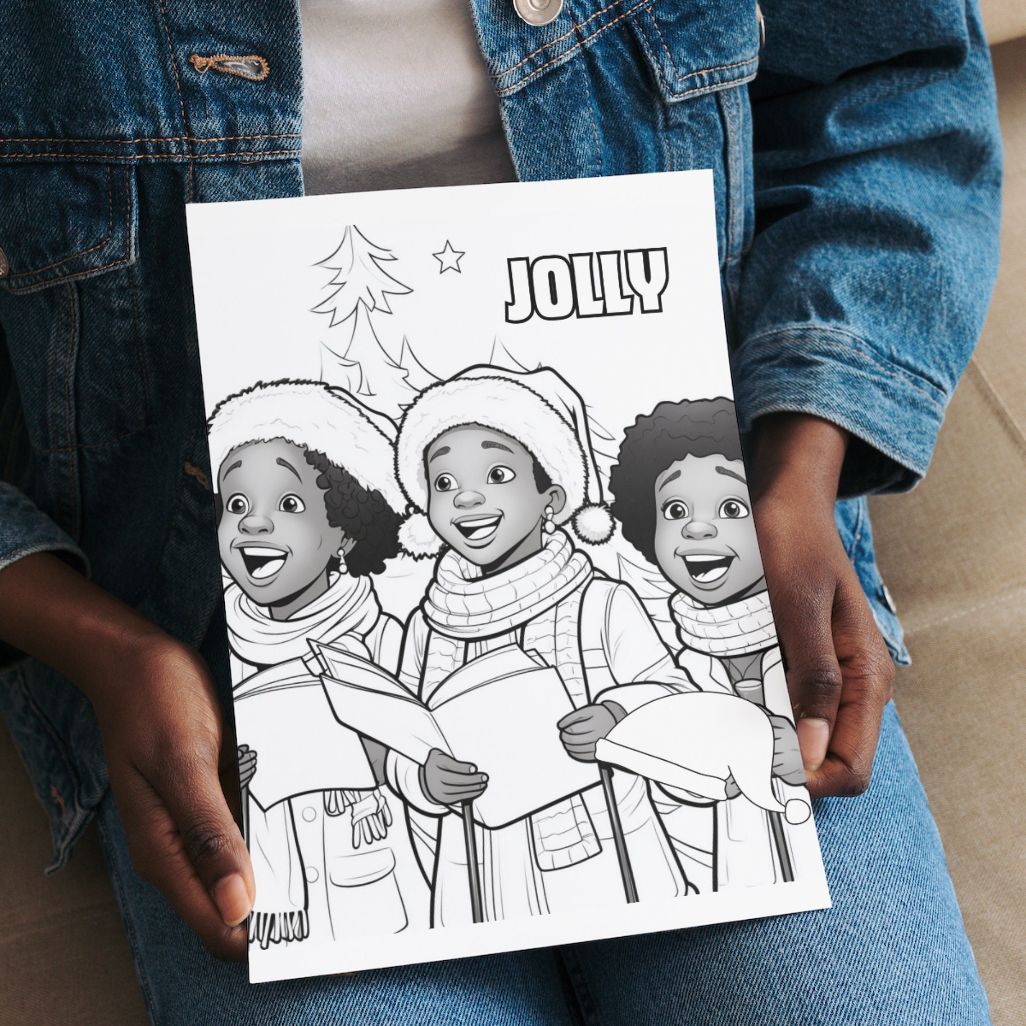 Young Black Girls Caroling Coloring Page Festive Christmas Printable ...