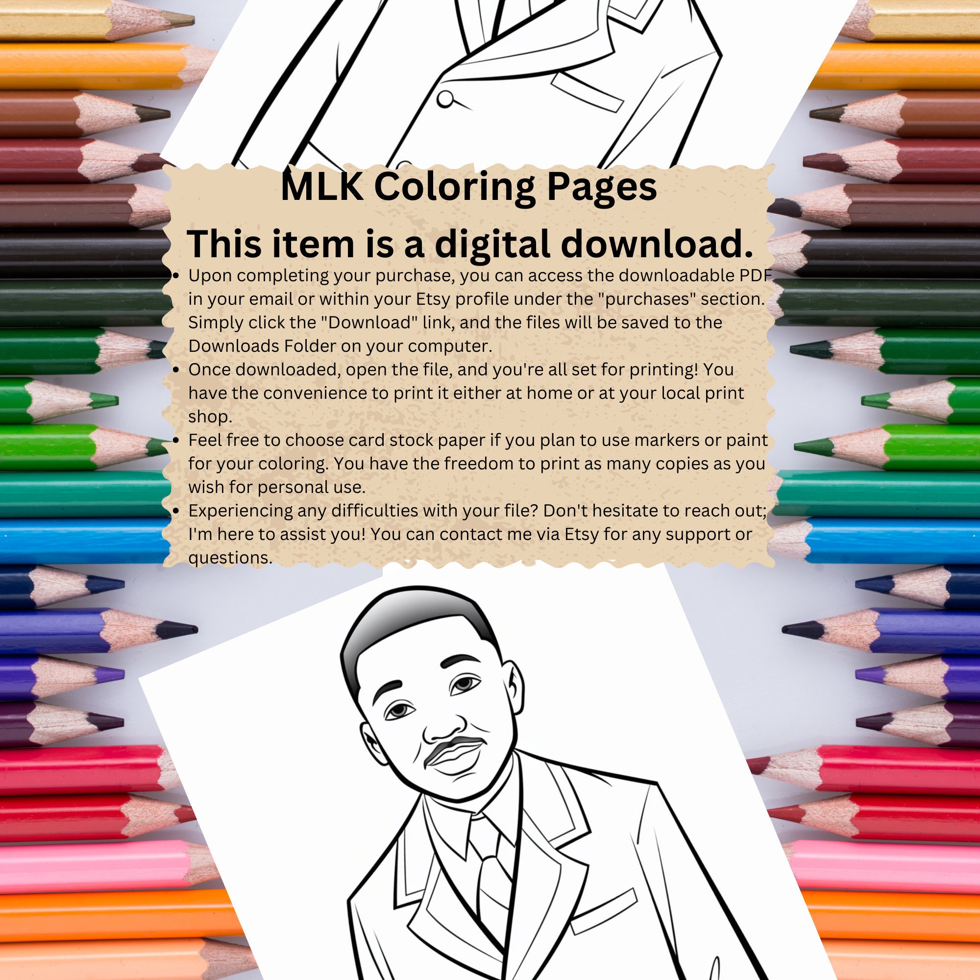 Dr. Martin Luther King Jr. Coloring Page MLK Day Activity for Kids ...
