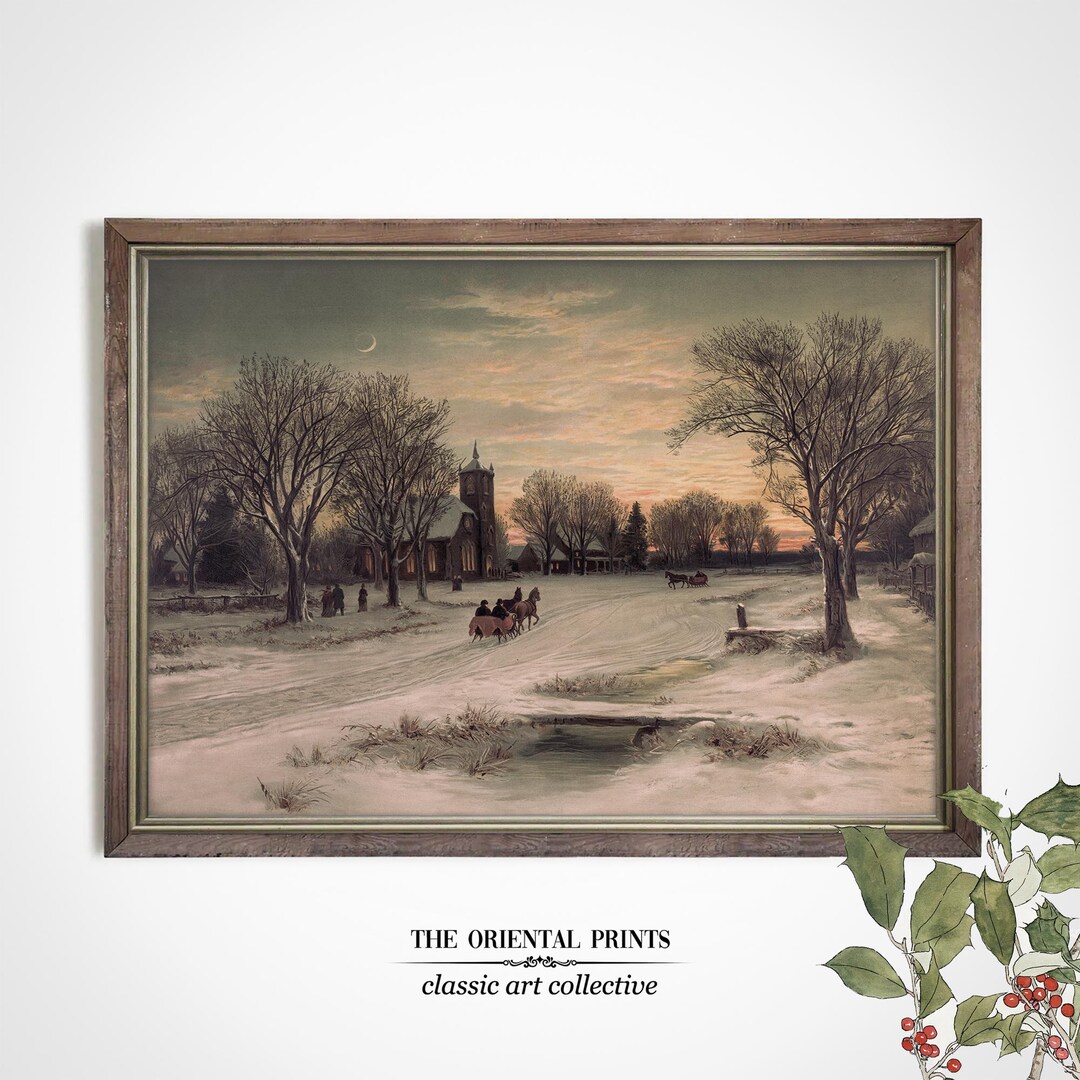Vintage Christmas Eve Printable Poster Wall Decor Antique Christmas Eve ...