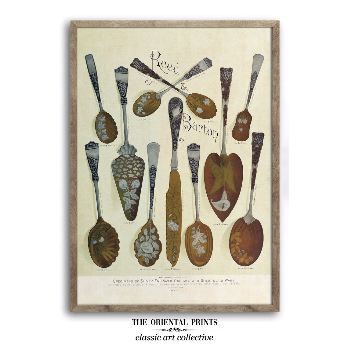 Antique Victorian Era 1884 Silverware Art Poster Vintage Wall Art ...