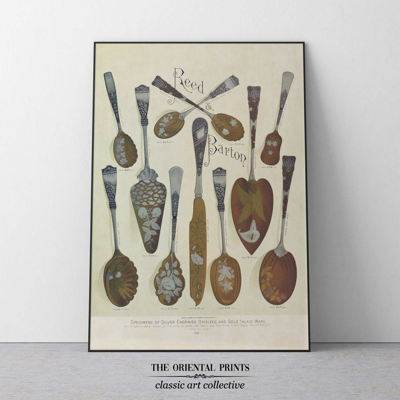 Antique Victorian Era 1884 Silverware Art Poster Vintage Wall Art ...