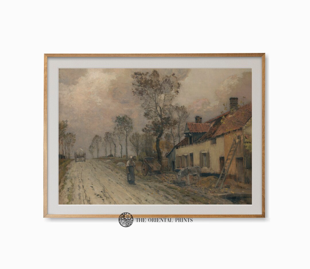 Country Road Print Country Road Landscape Vintage Oil Painting Digital ...