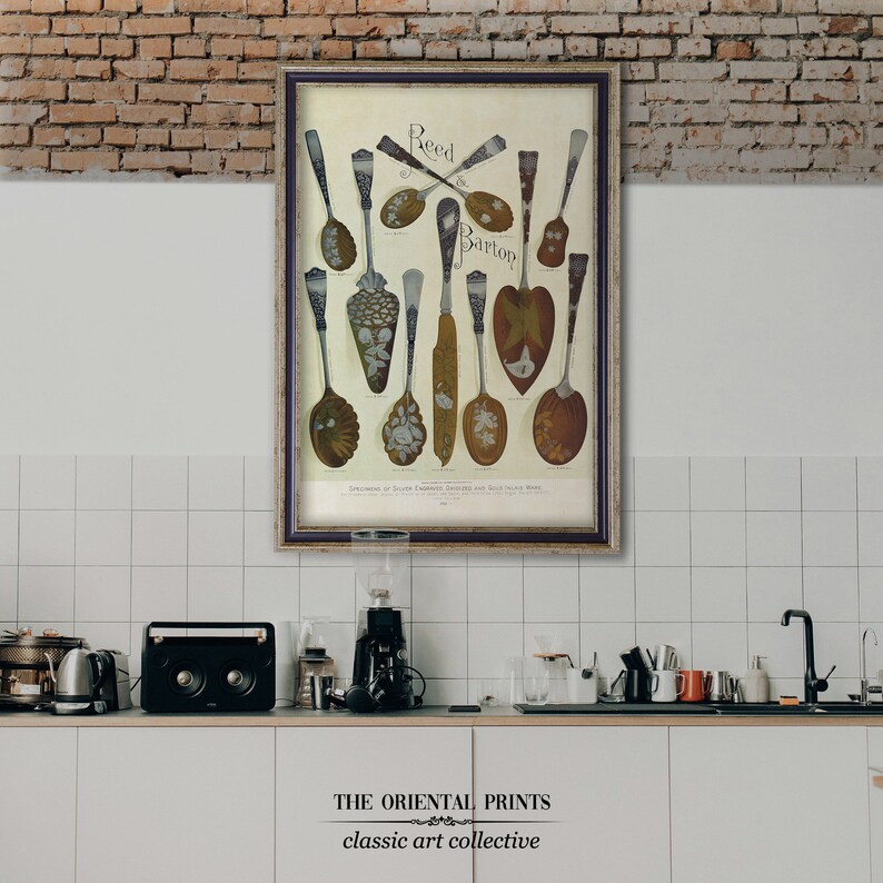 Antique Victorian Era 1884 Silverware Art Poster Vintage Wall Art ...