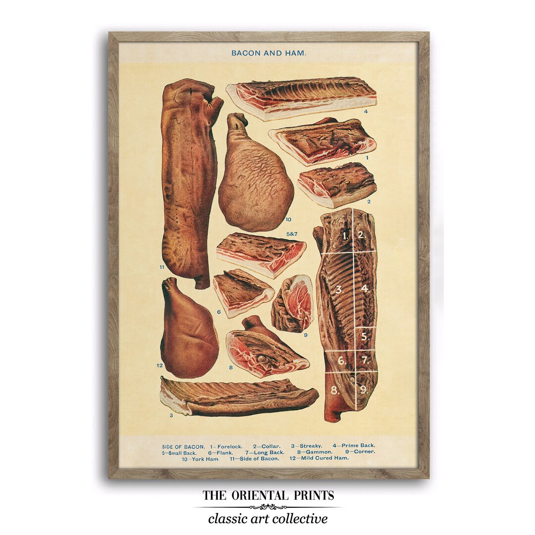 Vintage Meat Poster | Meat Cuts Printable Poster Kitchen Decor ...