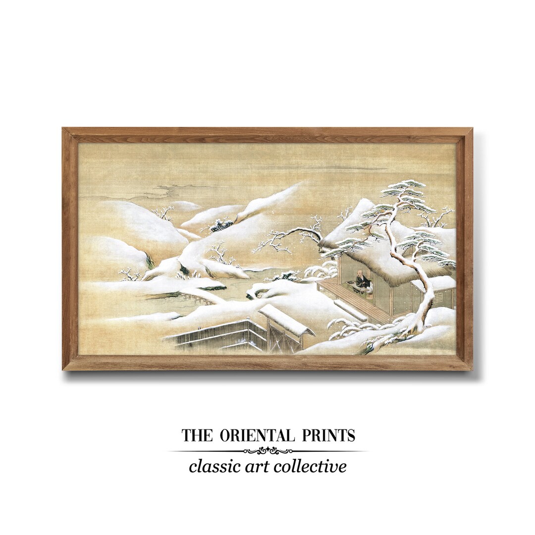 Samsung Frame TV Art | Vintage Japandi Winter Landscape Painting ...