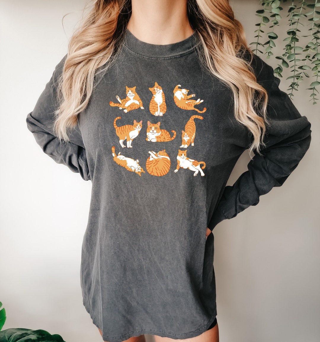 Cute Orange Cat Comfort Colors Shirt, Orange Cat T-shirt, Orange Cat ...