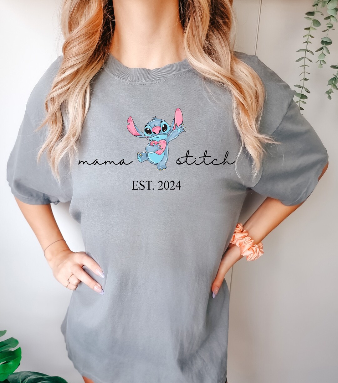 Custom Mama Stitch Comfort Colors Shirt, Disney Mama Est 2024 ...