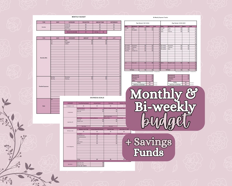 Bi-weekly Monthly Budget Template With Savings Funds - Etsy