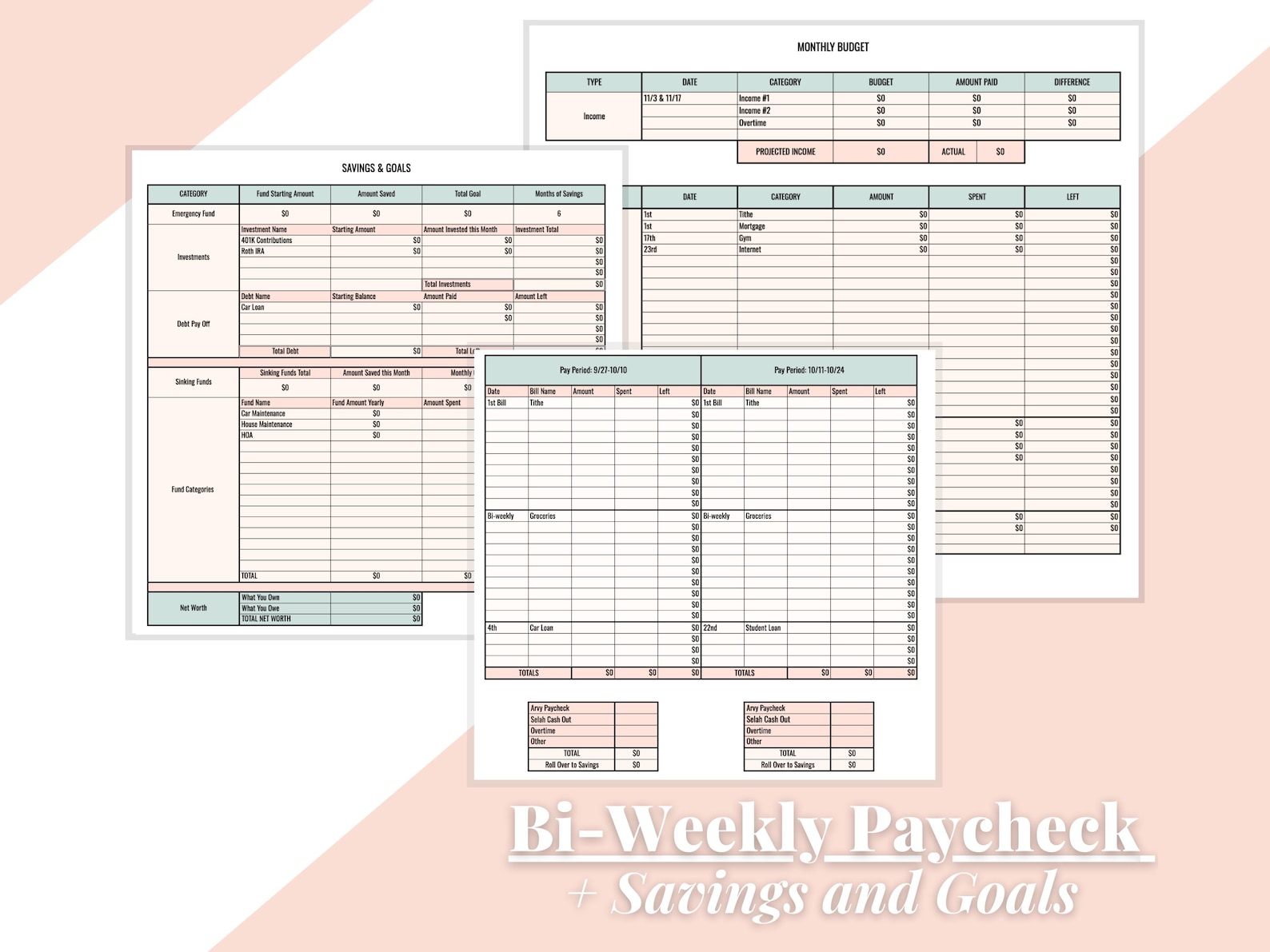Bi-weekly Paycheck Budget Template - Etsy