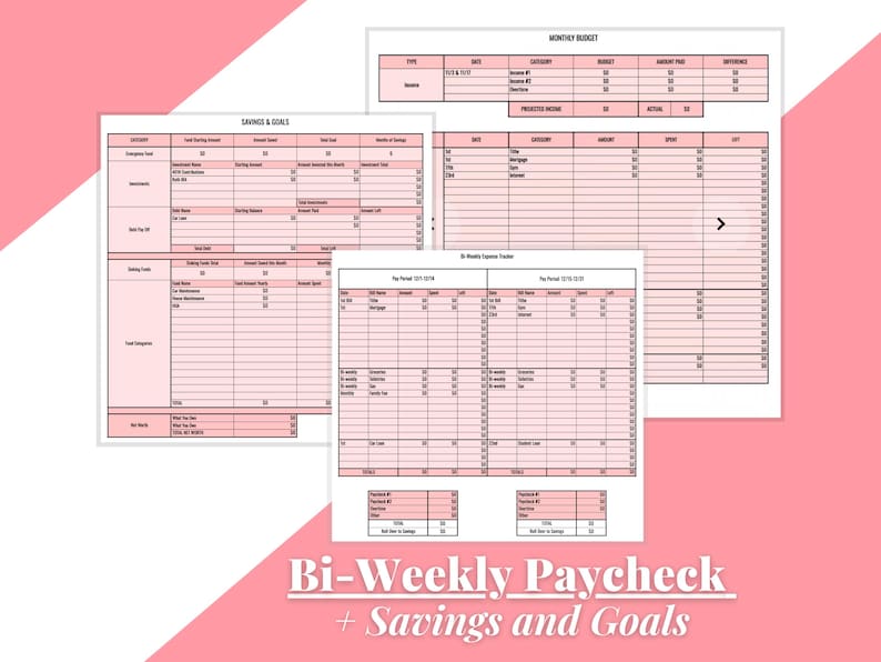 Bi-weekly Paycheck Budget Tracker - Etsy