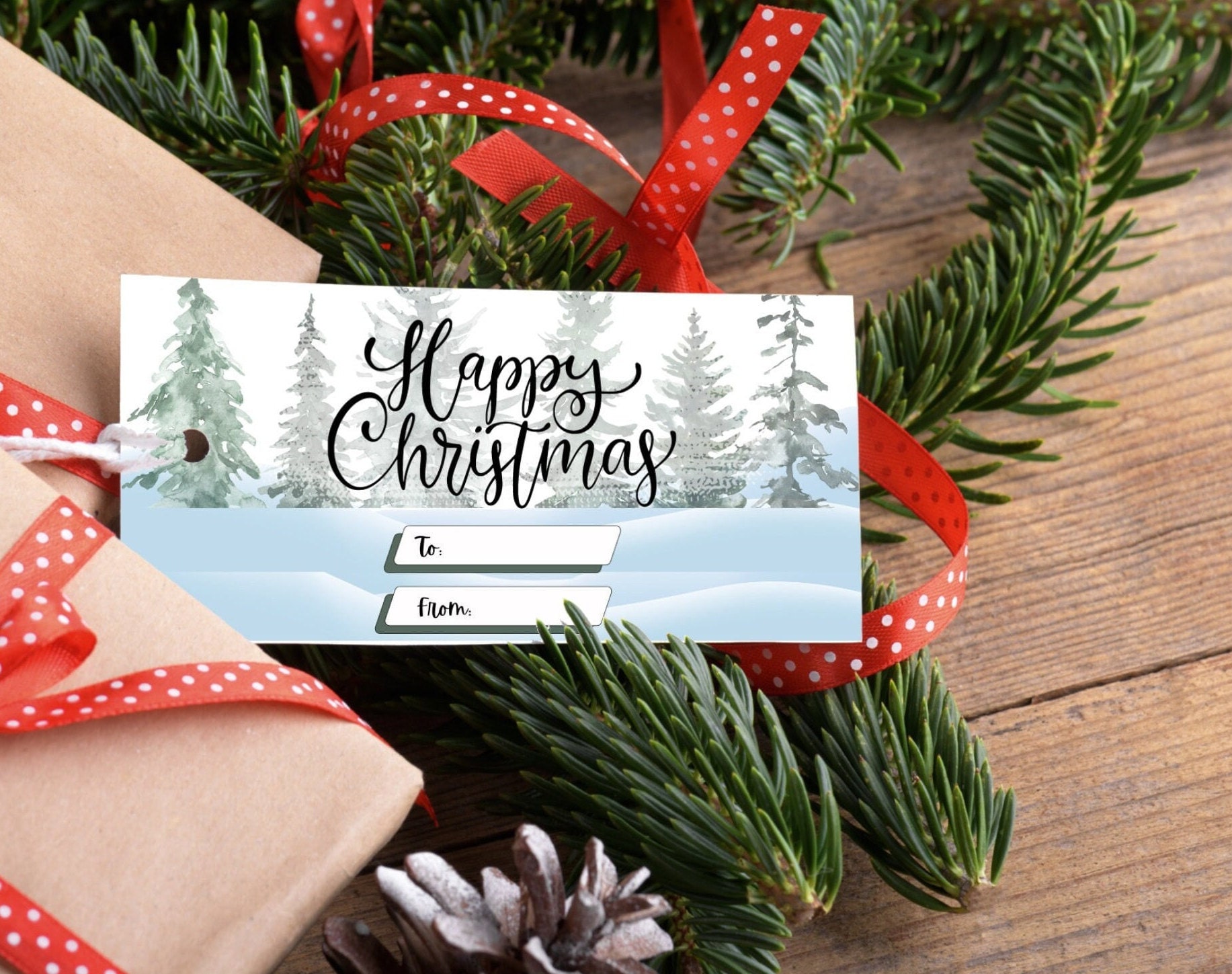 Printable Digital Gift Tags, Winter Wonderland Christmas, Holiday Party ...