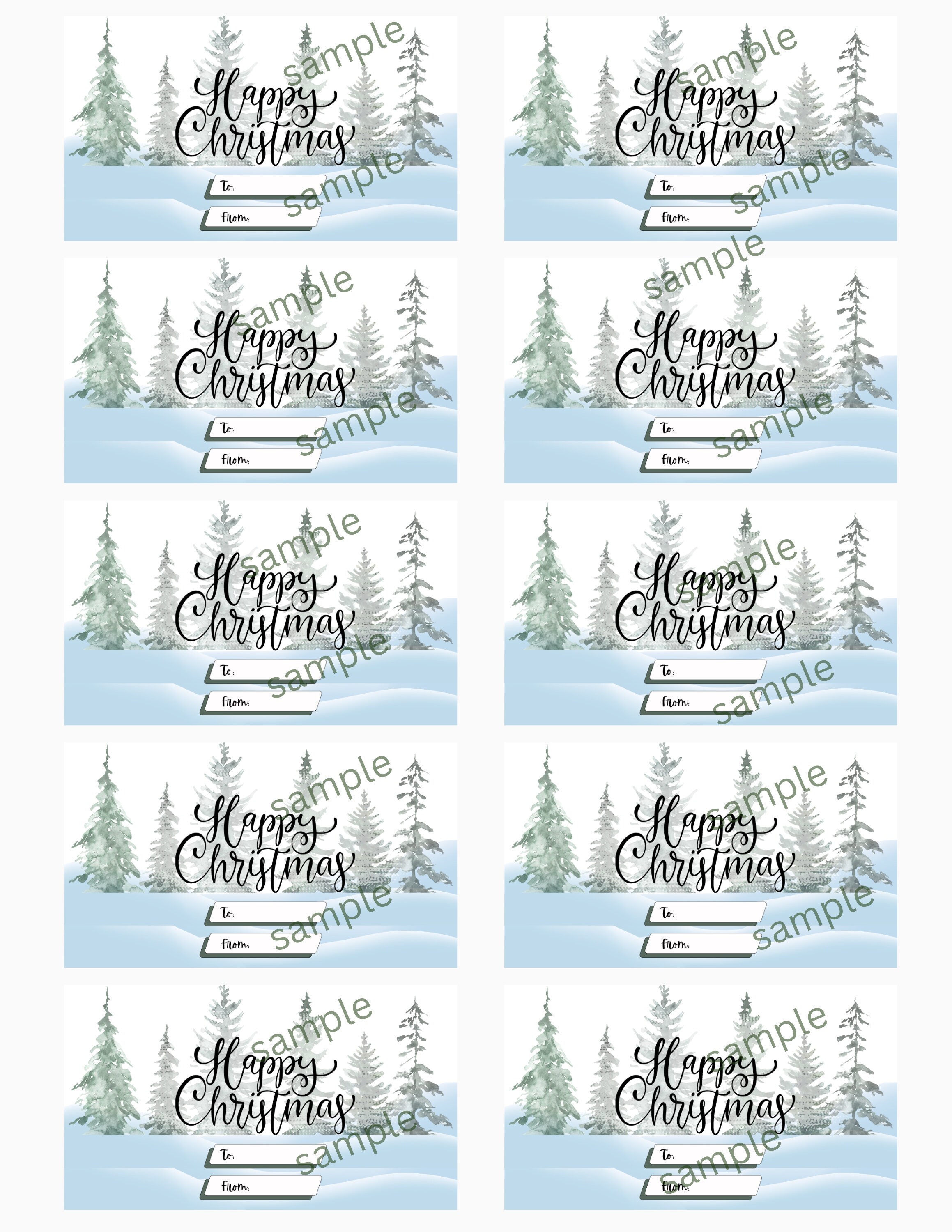Printable Digital Gift Tags, Winter Wonderland Christmas, Holiday Party ...