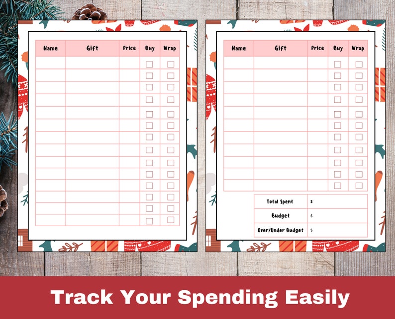 Christmas Gift List Editable in Canva Holiday Gift Tracker Printable ...