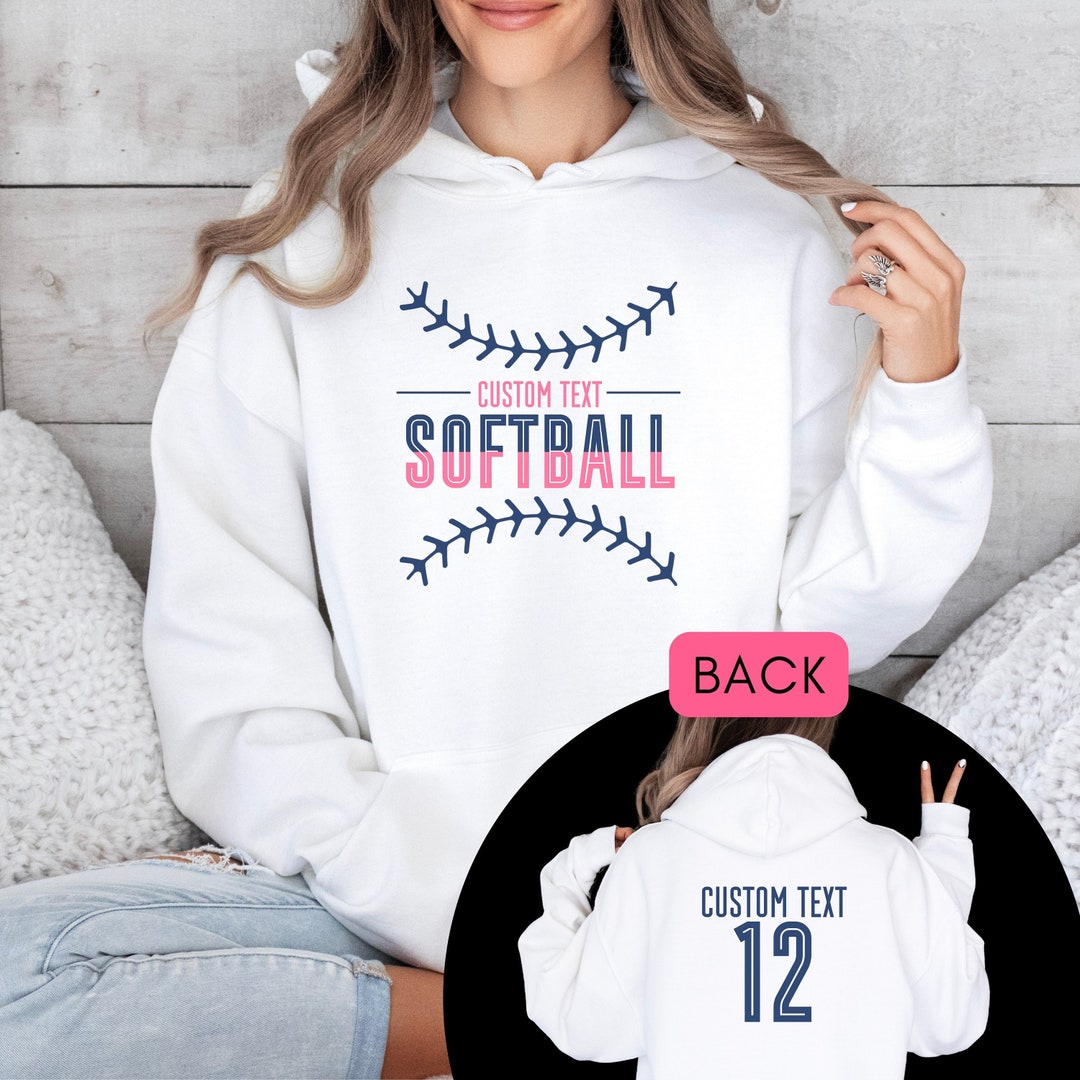 Custom Name Softball Hoodie, Personalized Front and Back Softball Mom ...