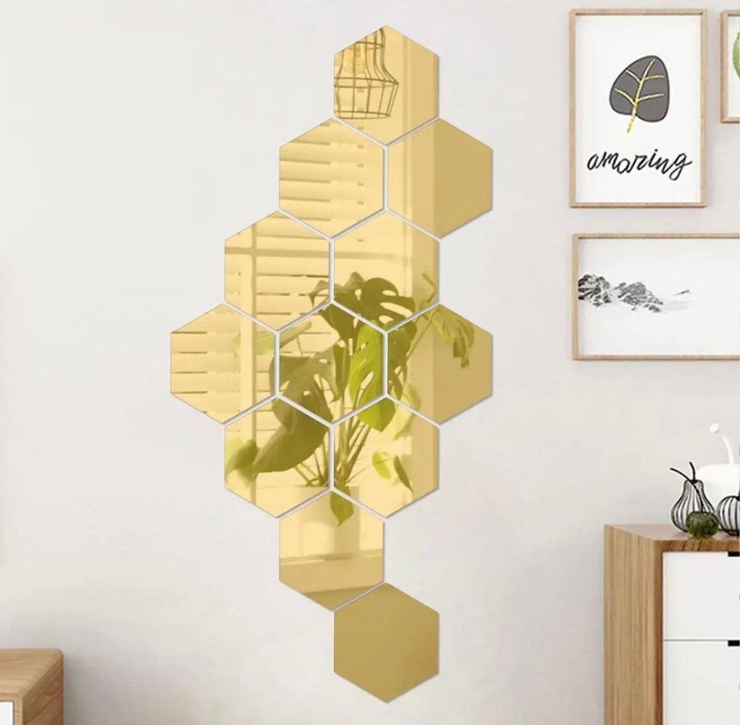 Hexagon Mirror Wall Decoration 12pc - Etsy