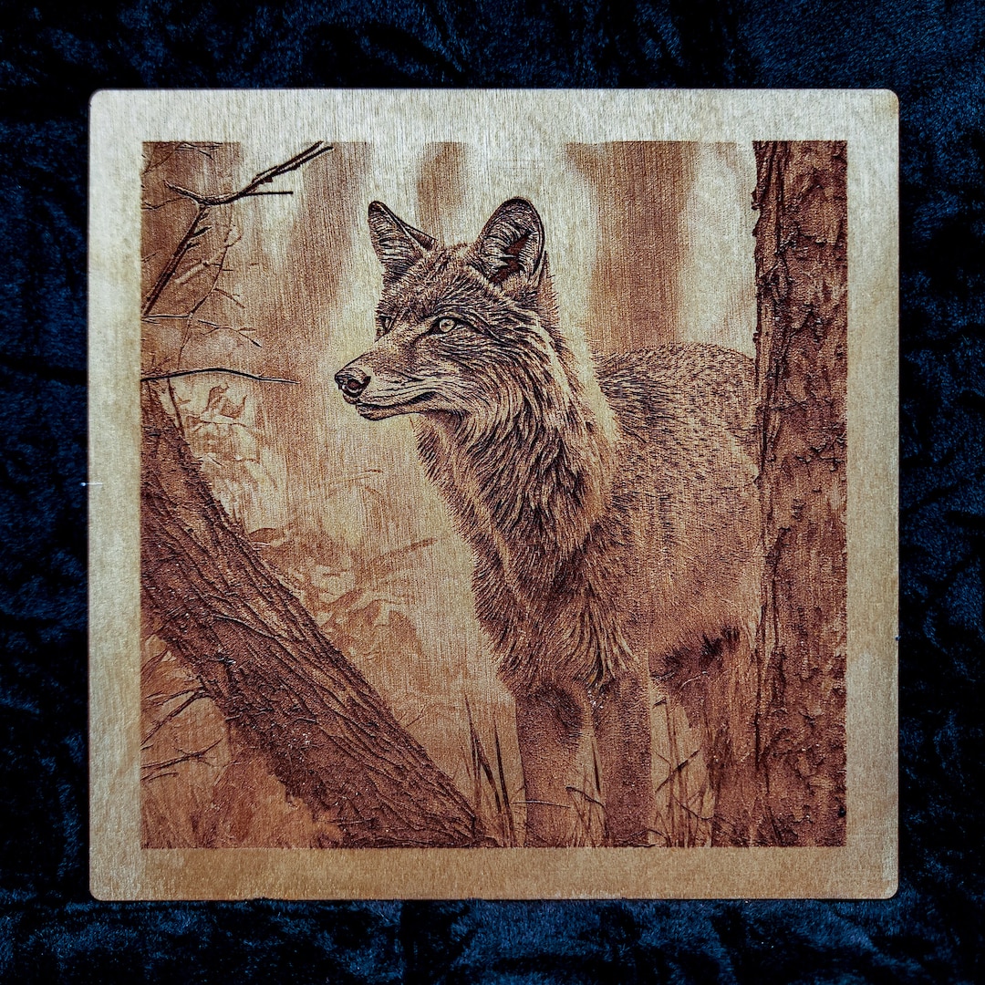 Lone Fox in the Forest on Maple Plywood (6x6") - Etsy