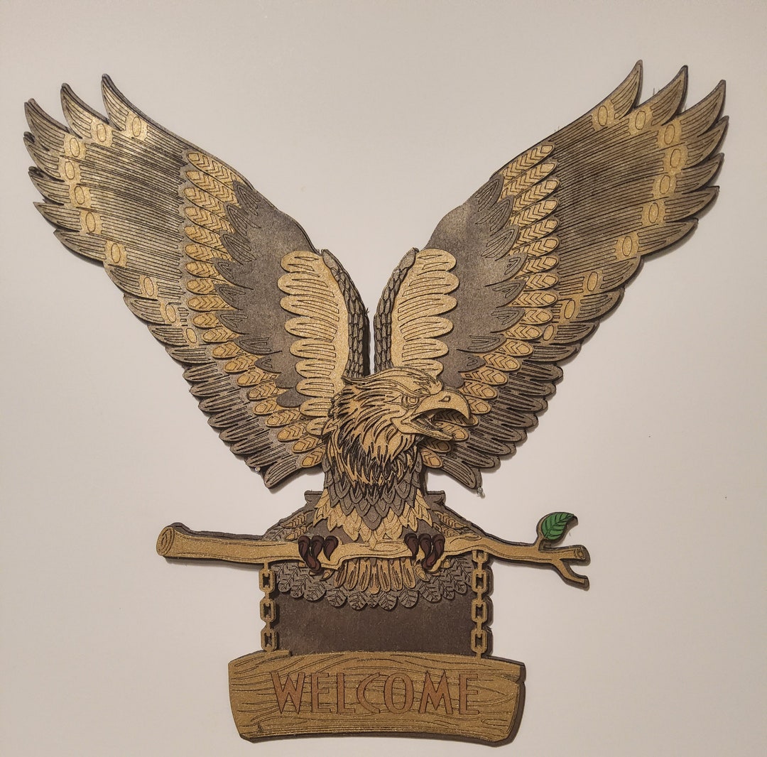 Lasered Wooden Welcome Eagle - Etsy