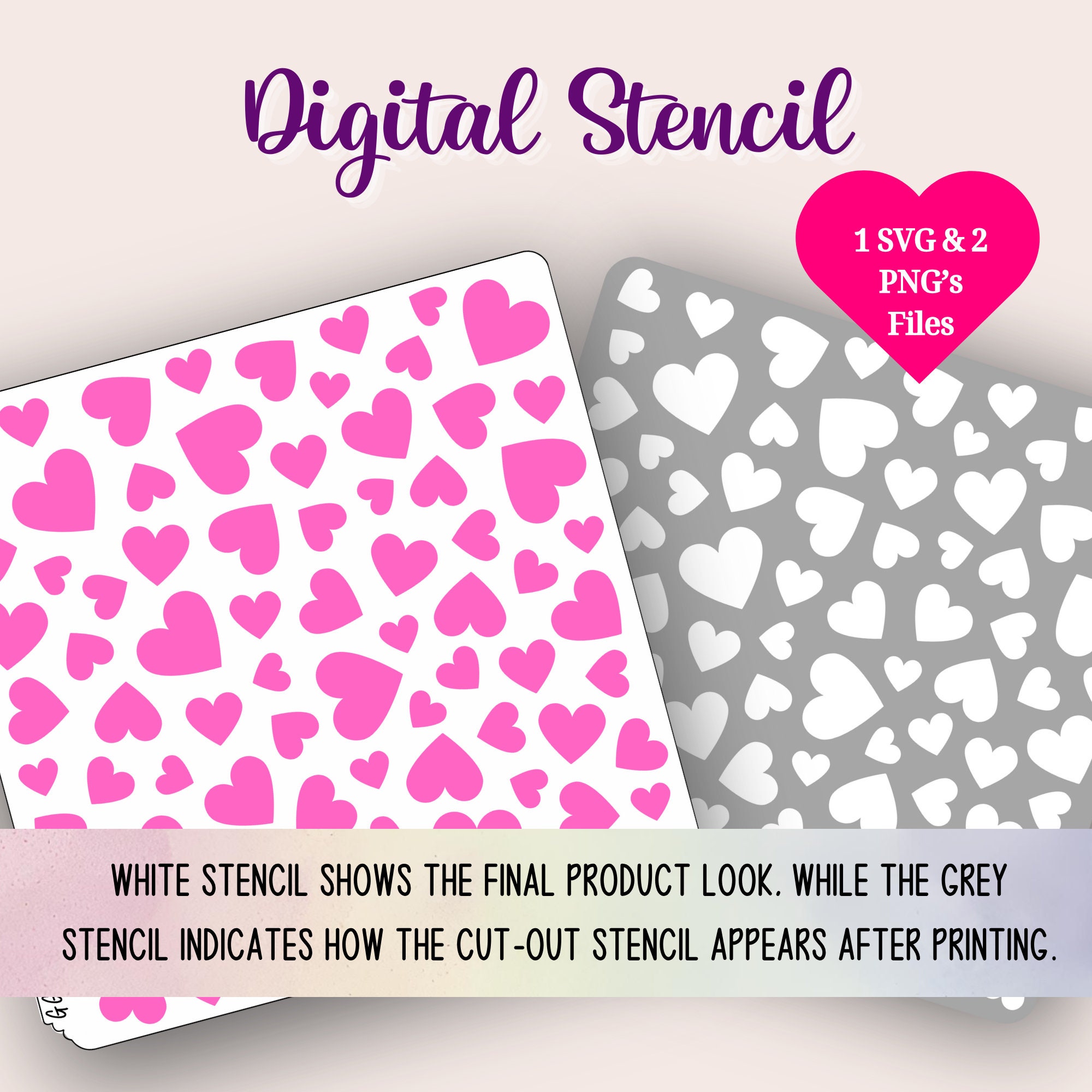 Hearts Pattern Digital Stencil Instant Digital Download SVG Cookie ...