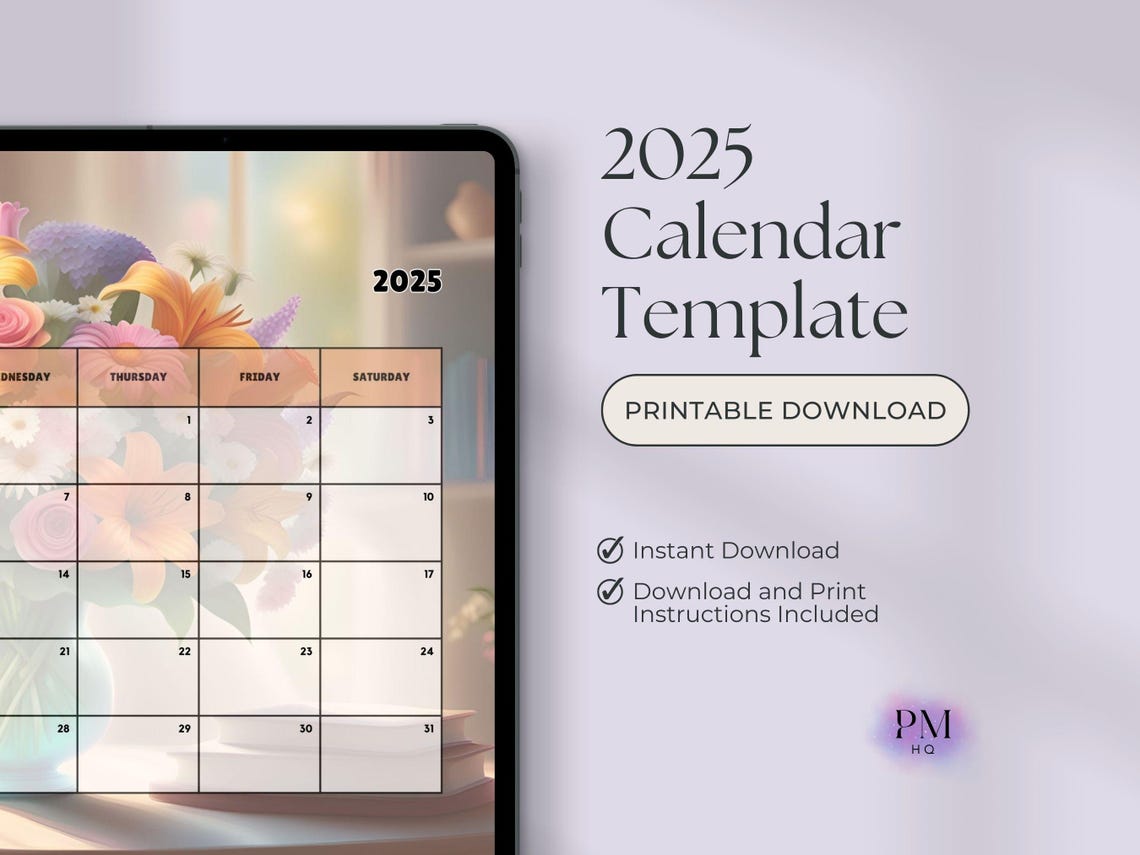 2025 Cute Calendar, Digital Planner, 2025 Monthly Planner, 2025 Digi ...