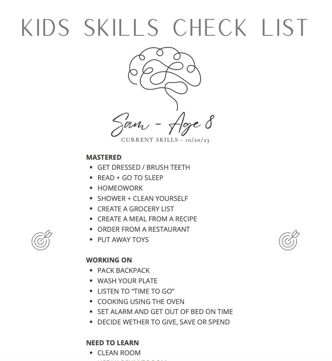 Printable Kids Skills Checklist by Age - Editable: Track Your Child's ...