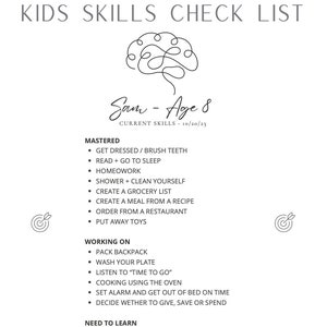 Printable Kids Skills Checklist by Age - Editable: Track Your Child's ...