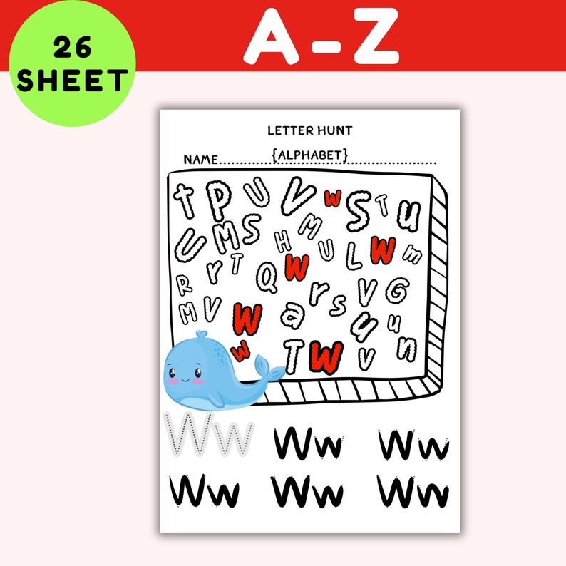 Alphabet Letter Hunt Worksheet for Kindergarten - Etsy