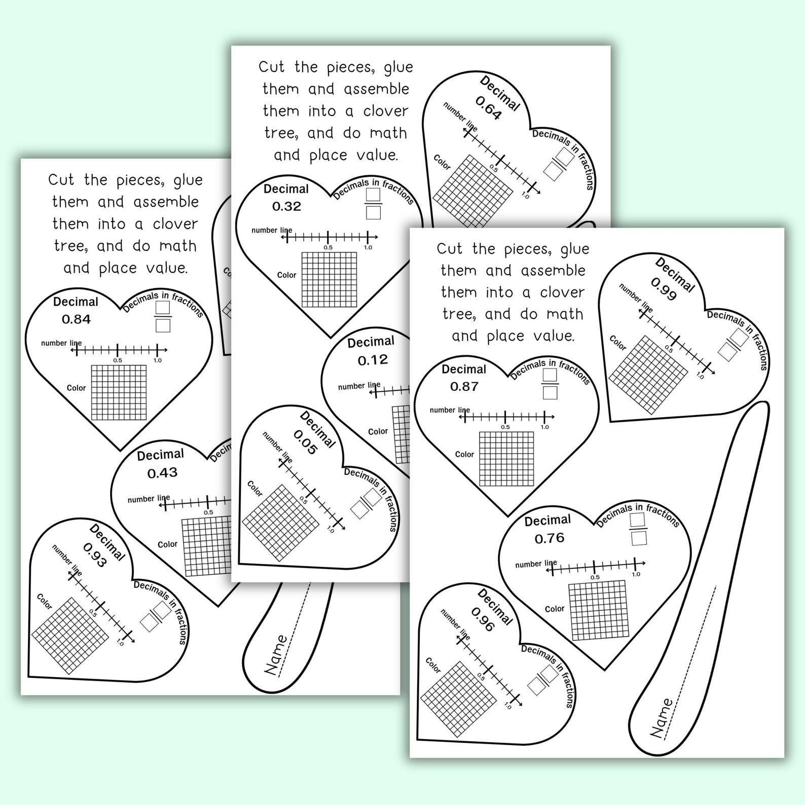 St. Patrick's Day Crafts Math Decimals Fractions Place Value - Etsy