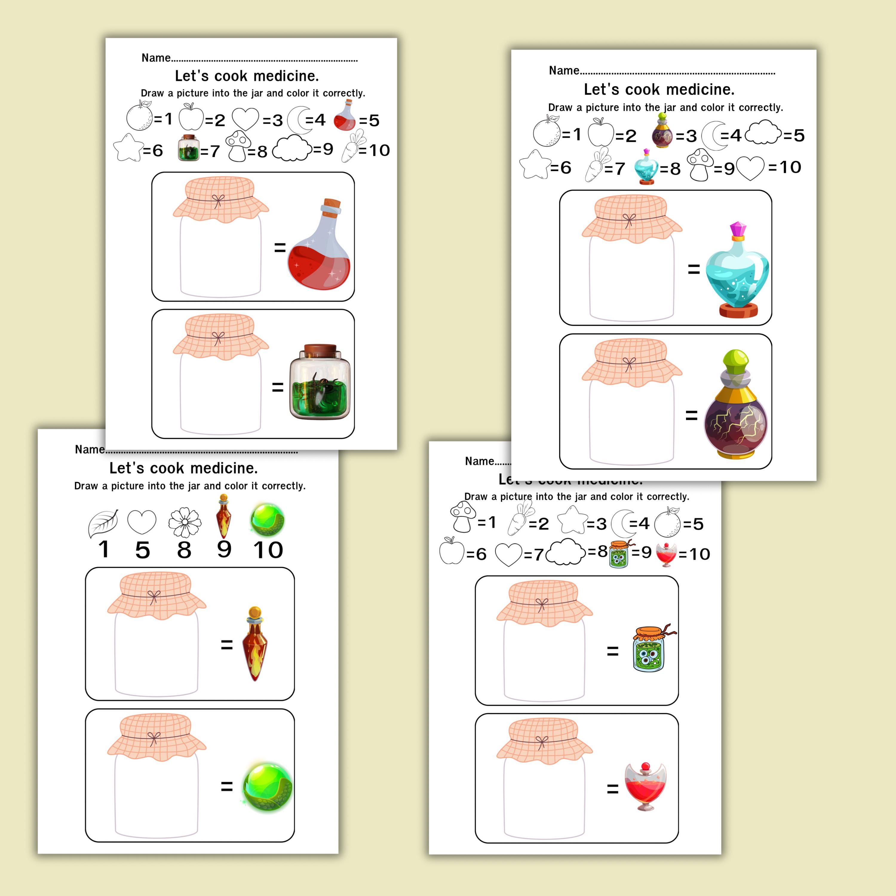 Worksheet Addition Picture Puzzle 1-10, Math Logic Puzzles Addition ...