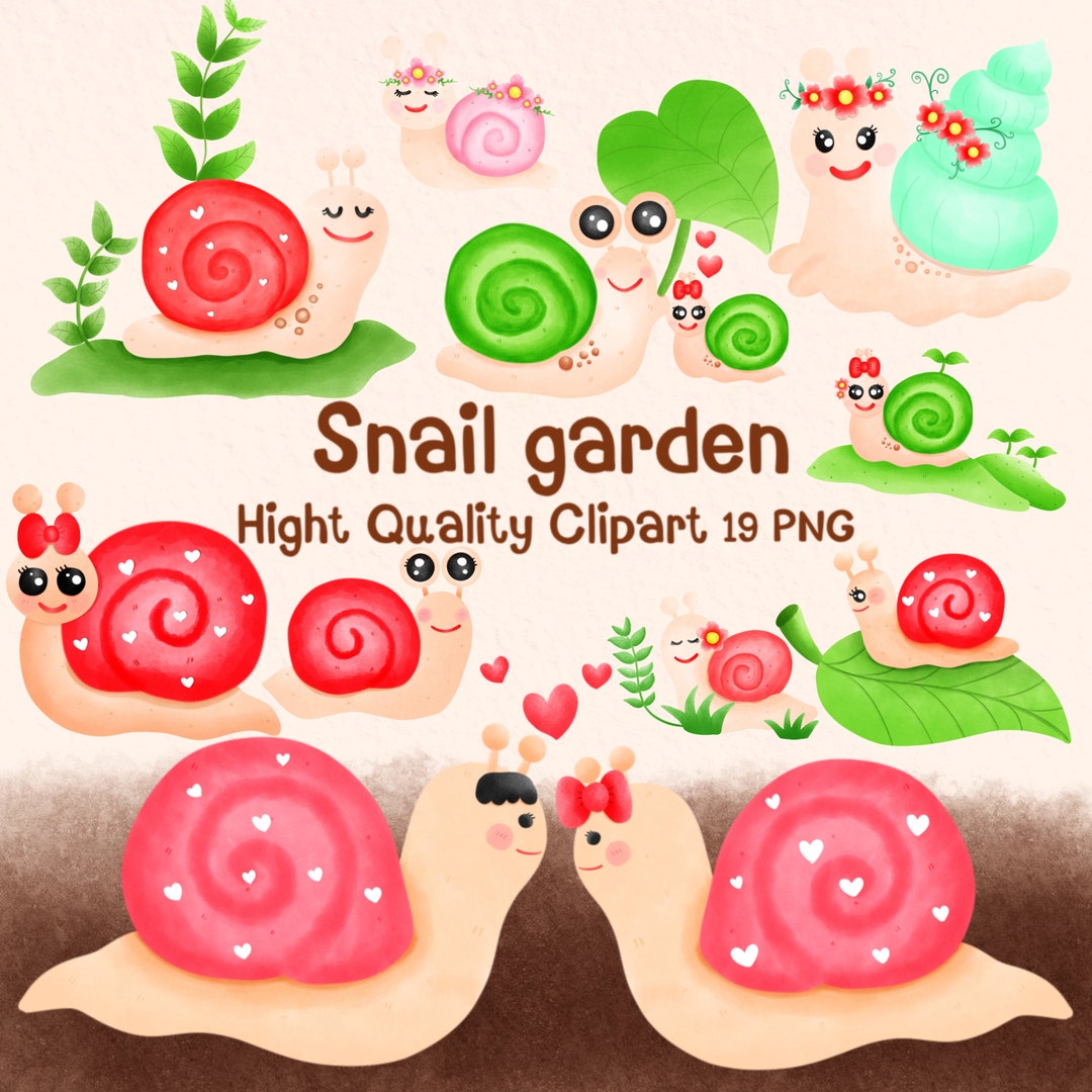 Watercolor Cute Snail Clipart - Etsy