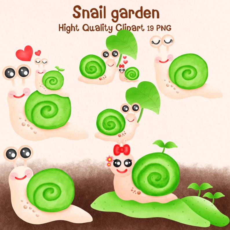 Watercolor Cute Snail Clipart - Etsy