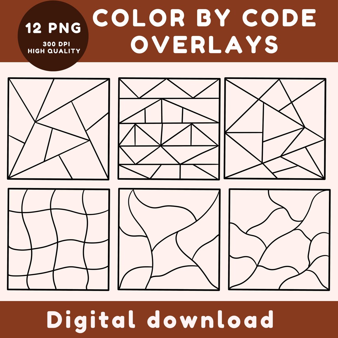 Square Color by Code Colour by Number Templates /color in Overlays Clip ...
