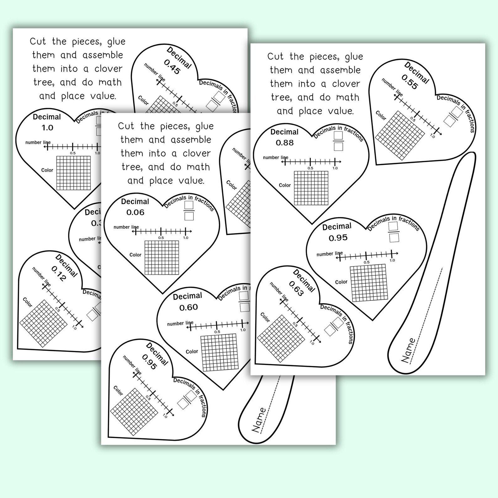 St. Patrick's Day Crafts Math Decimals Fractions Place Value - Etsy