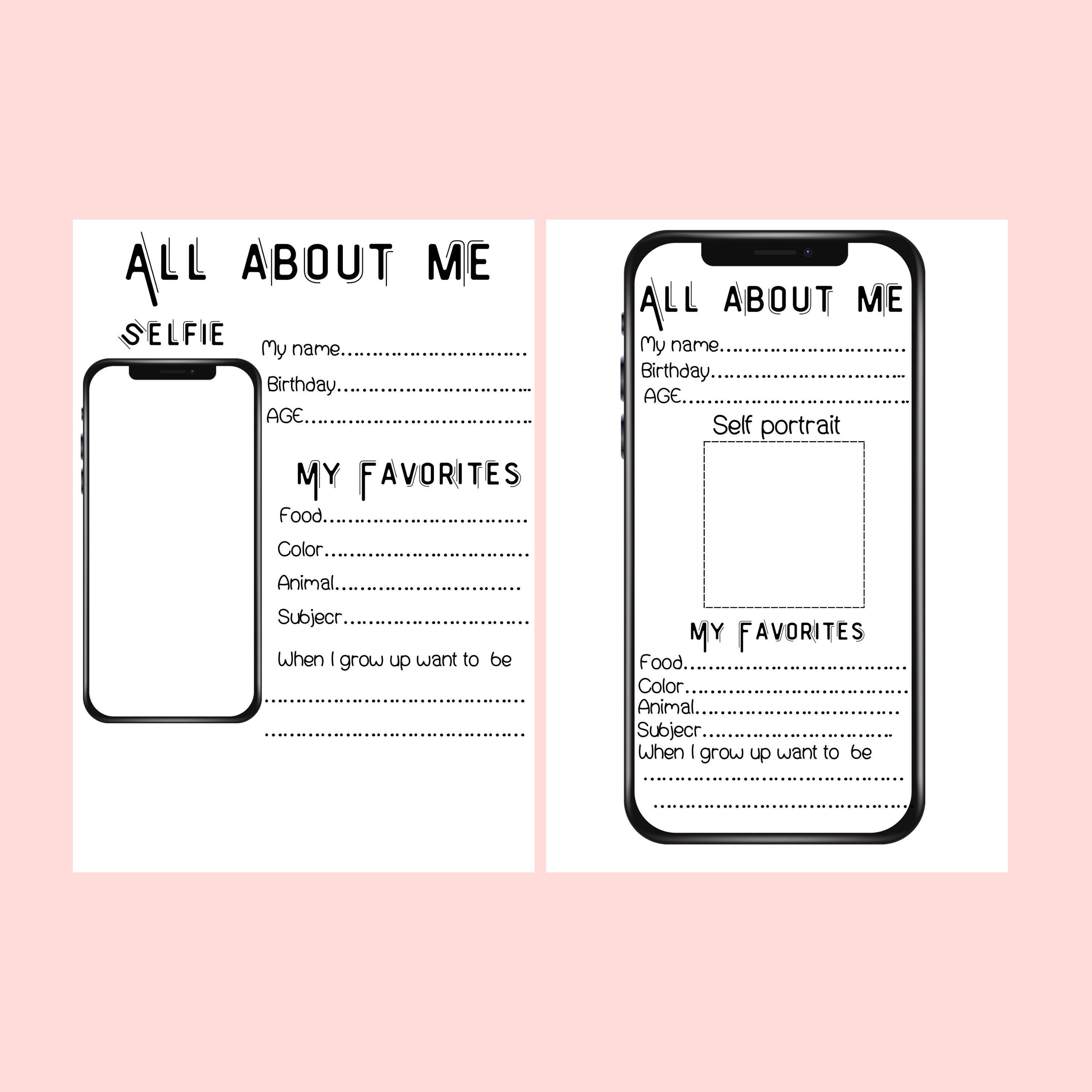All About Me Back to School Printable Cell Phone Art and Writing ...
